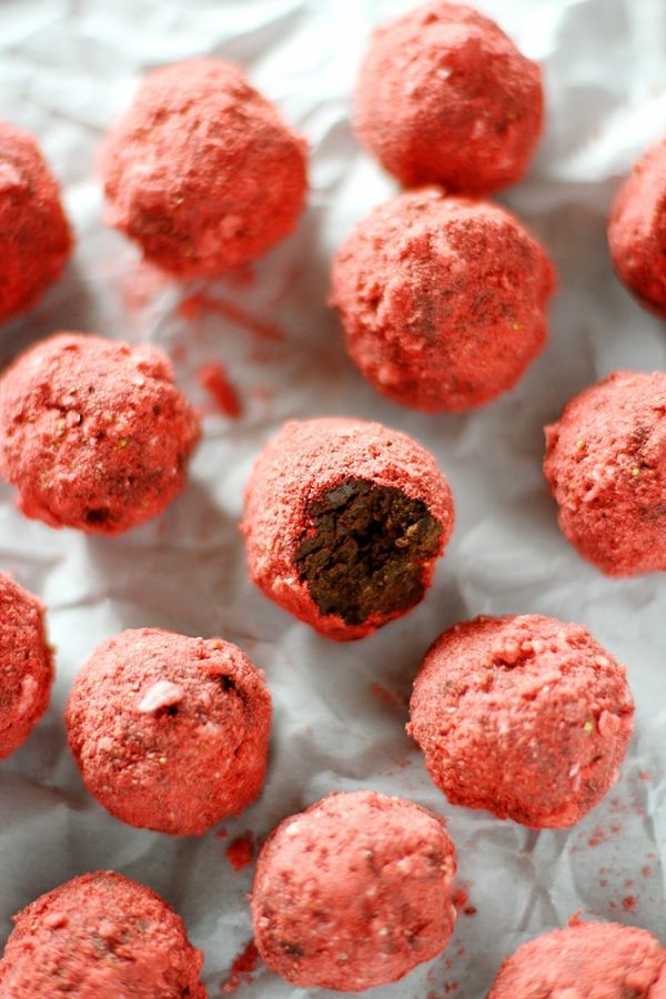 Strawberry Covered Dark Chocolate Truffles | Girl Versus Dough