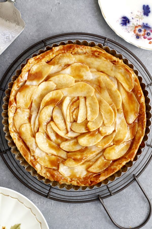 Salted Caramel Pear Phyllo Tart Recipe | Girl Versus Dough