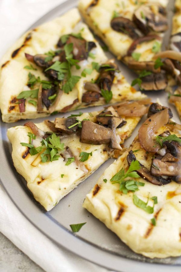 Grilled Mushroom Pizza with Rosemary and Smoked Mozzarella